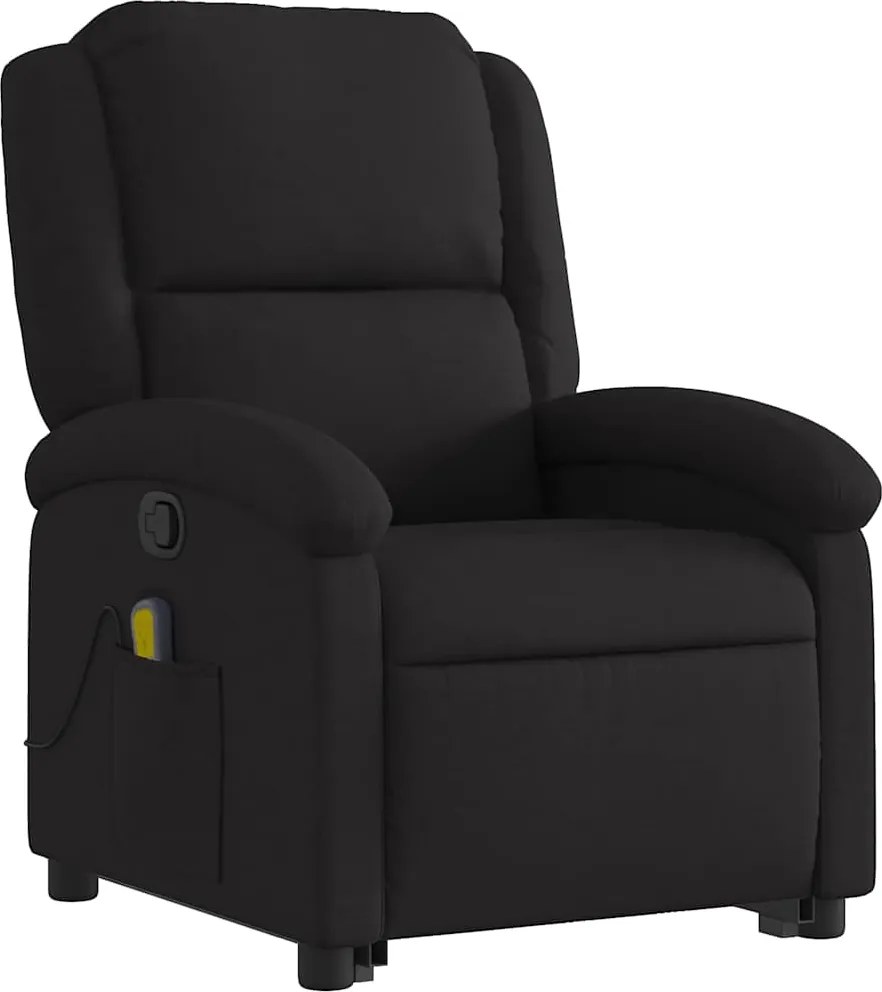 Zvedací masážní polohovací křeslo černé textil 3204178