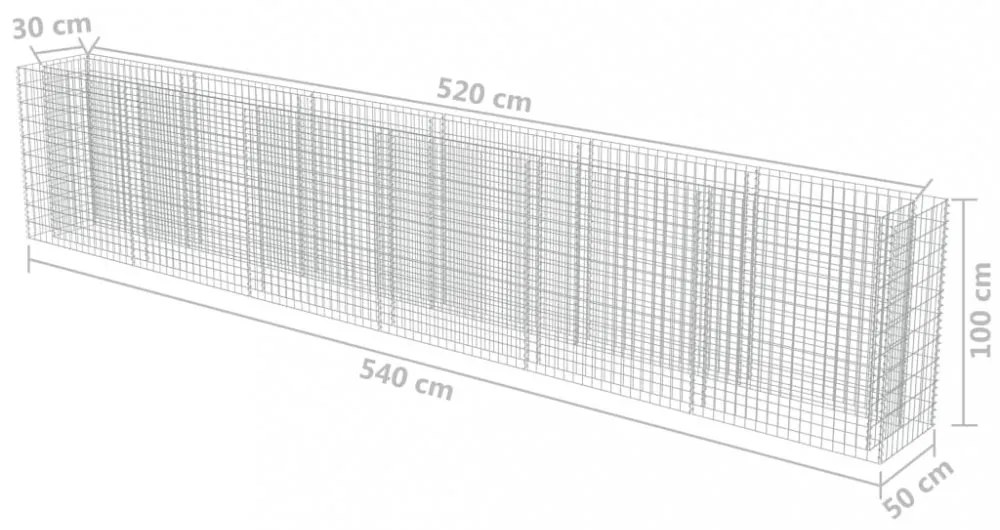 Gabionový vyvýšený záhon pozinkovaná ocel Dekorhome 450x90x50 cm