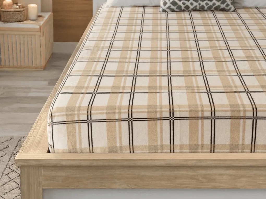 Prostěradlo mikroplyš PLAID 200x200 cm krémové