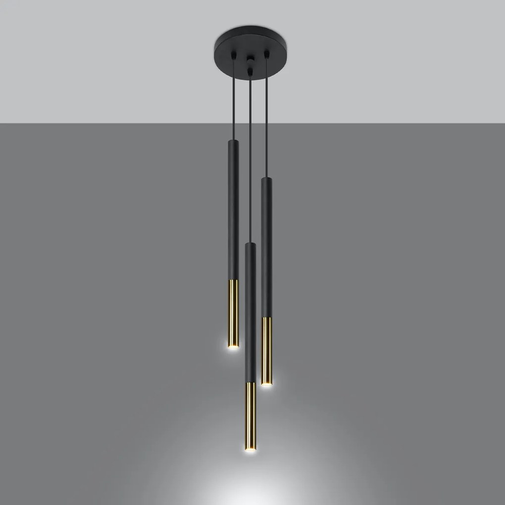 Sollux Lighting Závěsné svítidlo MOZAICA 3P černé/zlaté