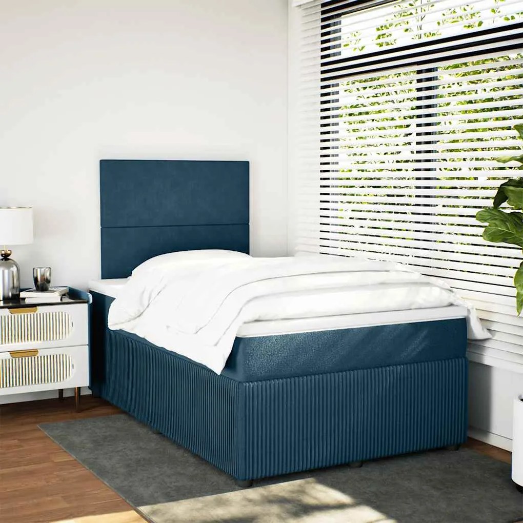 Box spring postel s matrací modrá 120 x 190 cm samet 3294584