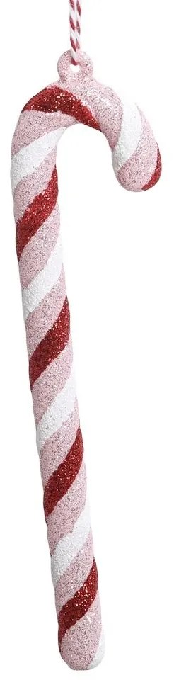 Růžová vánoční ozdoba cukrová hůl Candy Cane - 4*1*17 cm