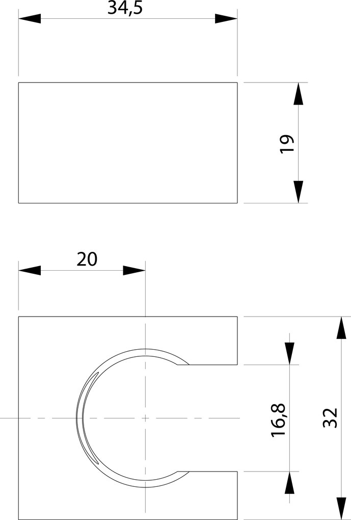 Sapho Sapho, Pevný držák sprchy hranatý, zlato mat, 1205-14GB