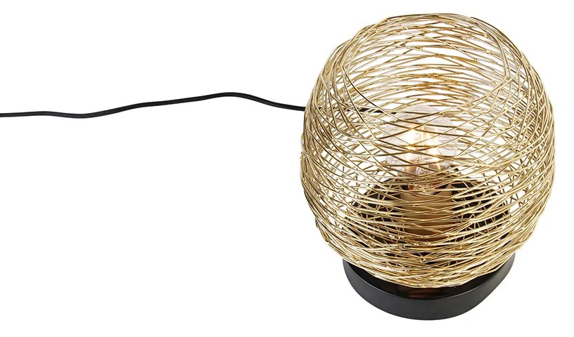 Designová stolní lampa zlatá s černou 20 cm - Sarella