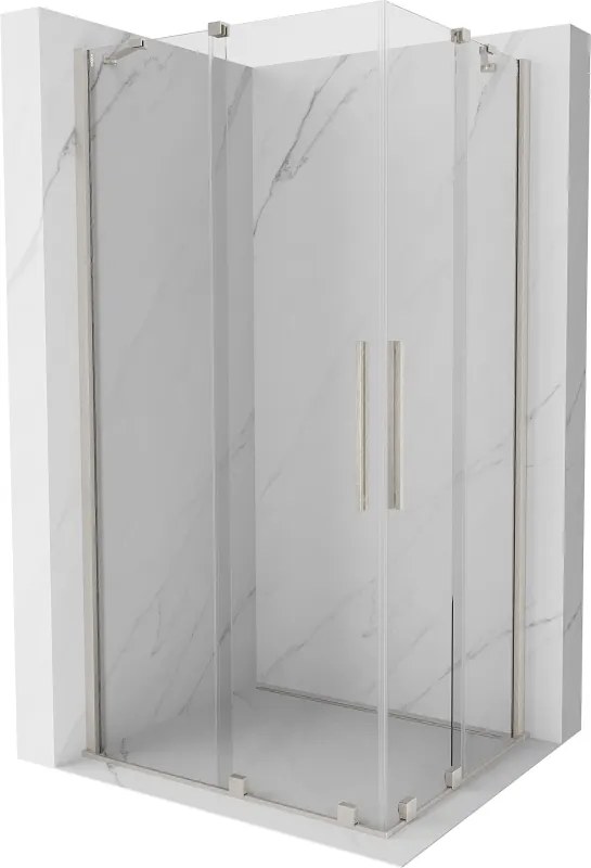 Mexen Velar Duo, sprchový kout s posuvnými dveřmi 90 x 80 cm, 8mm čiré sklo, broušená ocel, 871-090-080-02-97
