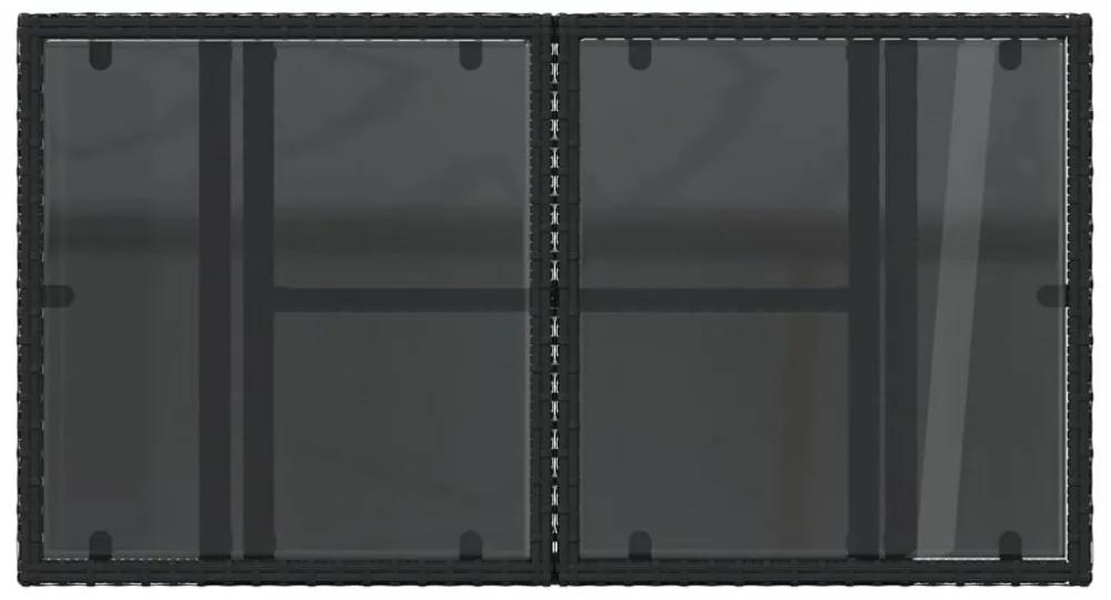Zahradní stůl se skleněnou deskou černý 100x55x73 cm polyratan