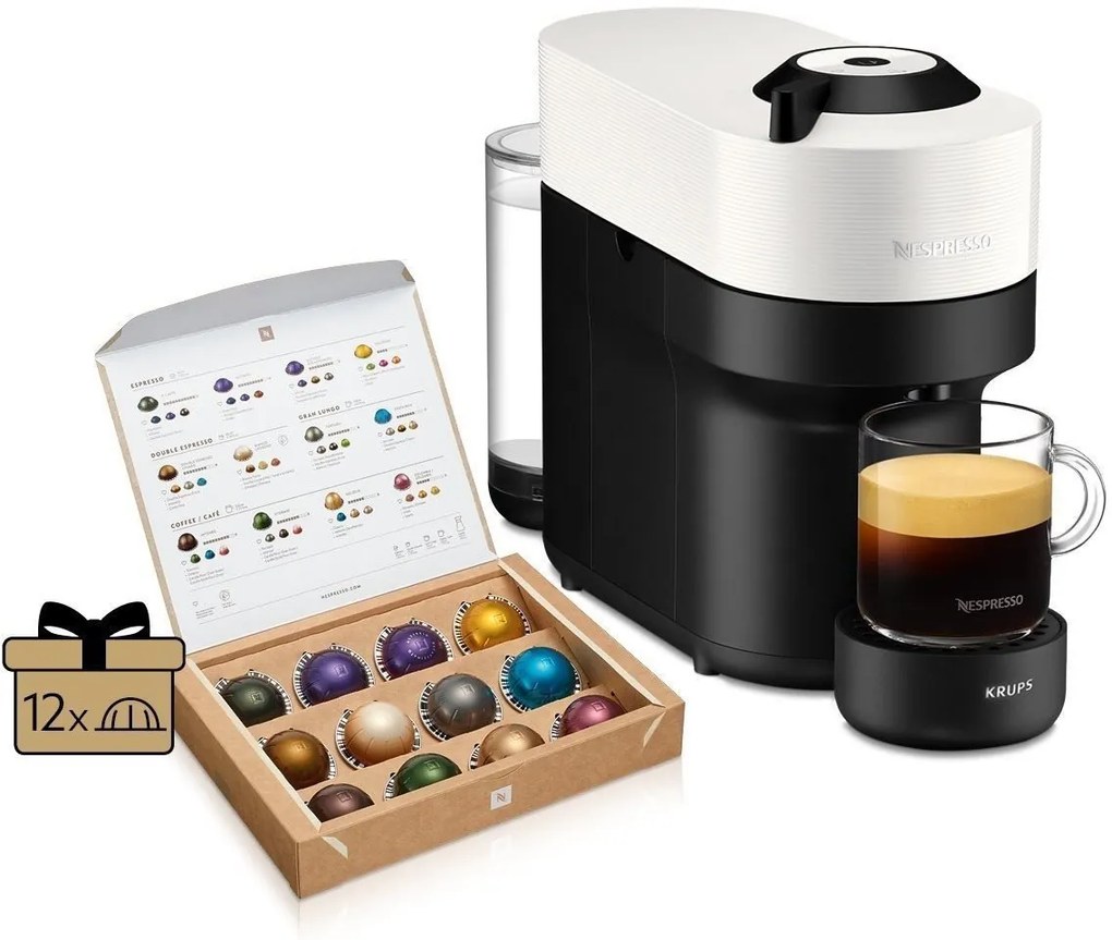 Kávovar na kapsle nespresso krups vertuo pop coconut white xn920110