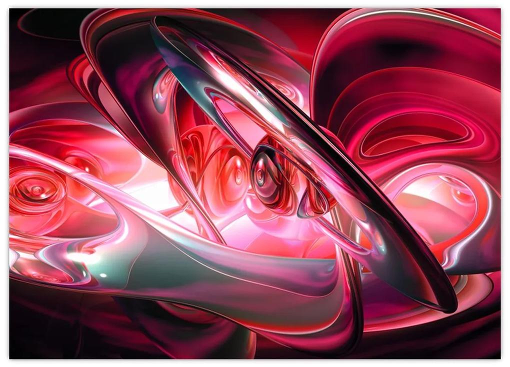 Skleněný obraz červených fraktálů (70x50 cm)