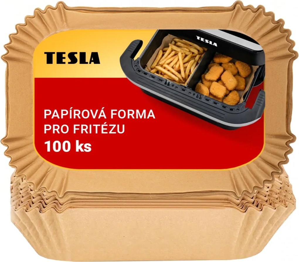 TESLA AirCook QB2065 - papírová forma pro horkovzdušnou fritézu 22 x 14 cm (100 ks)