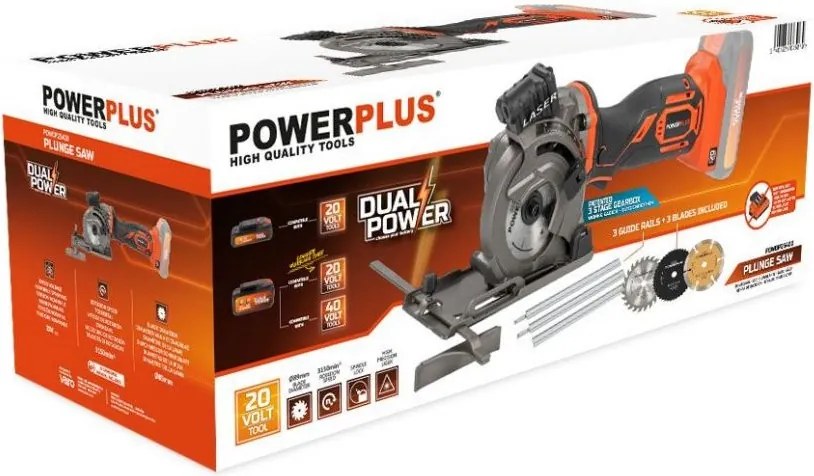 Aku mini ponorná pila 20V 89 mm (bez AKU) POWERPLUS