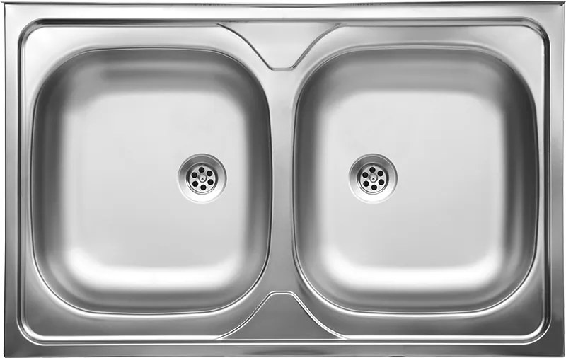 Kuchinox 50, 2-komorový nerezový dřez 800x500x140 mm pro překrytí skříňky, ocelová, LAV-SK5_020T