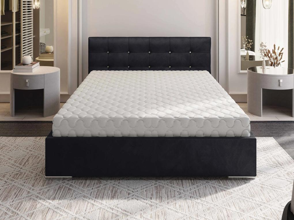 Manželská postel 140 cm Lonnie (černá) (s roštem a úložným prostorem). 1047074