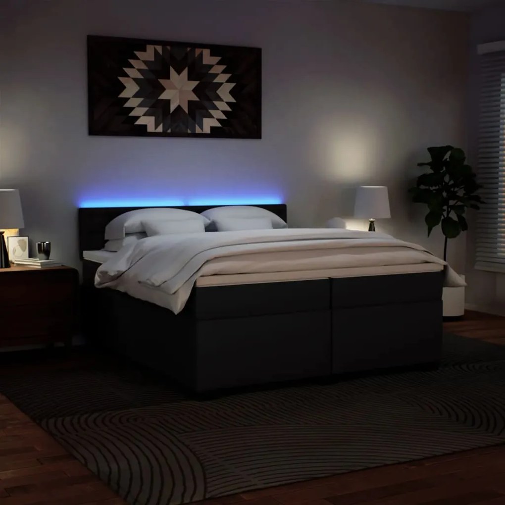 Box spring postel s matrací černá 200x200 cm umělá kůže 3288436