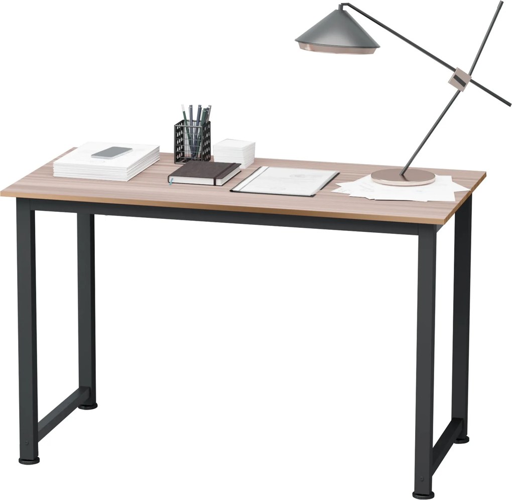 HOMCOM Moderní pracovní stůl se ocelovým rámem a nastavitelnými nohami pro domácí kancelář 120x60x76 cm Černý | Aosom