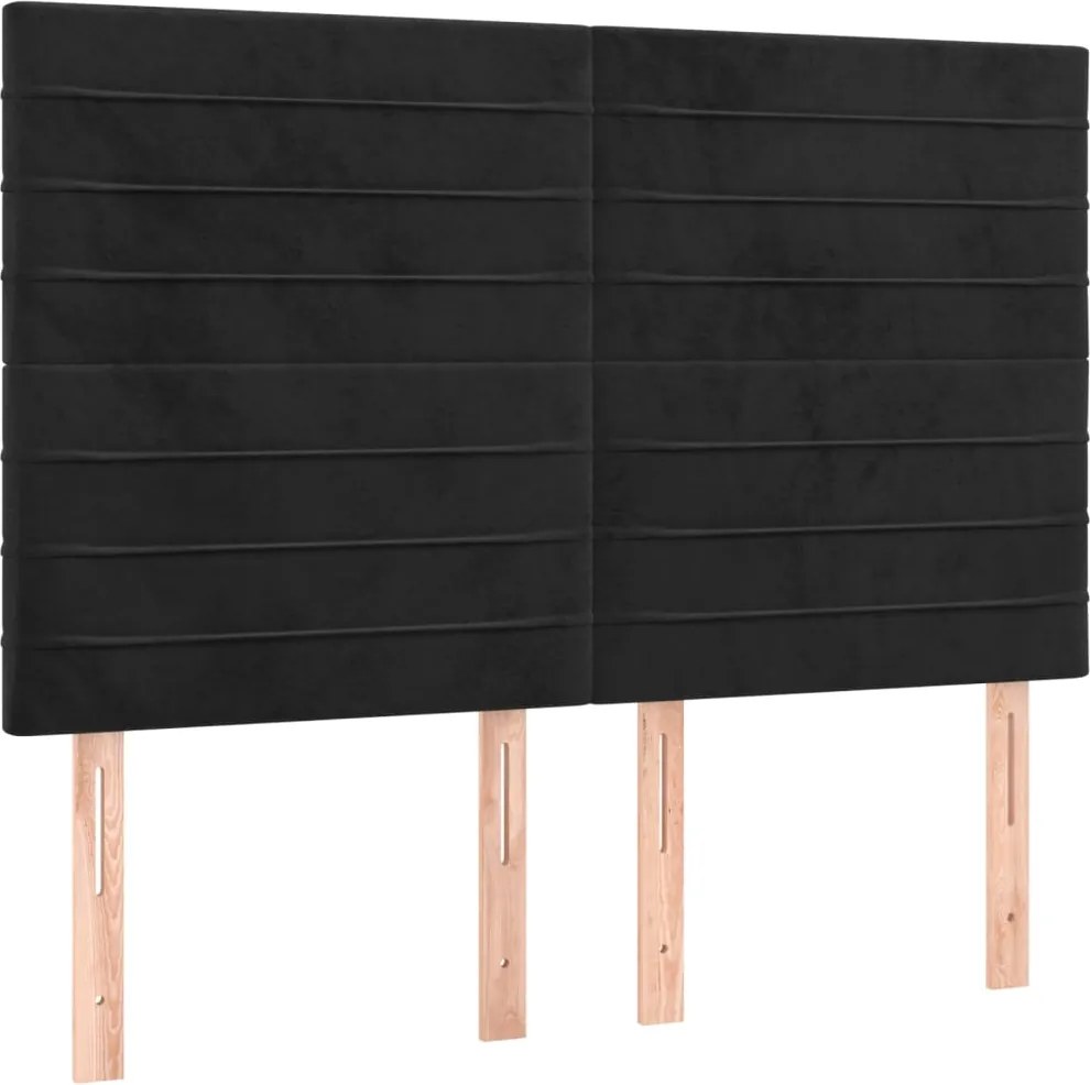 Box spring postel s matrací a LED černá 140x190 cm samet 3136181