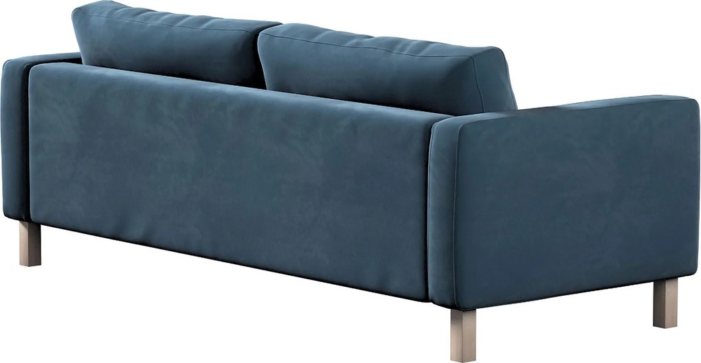 Potah na pohovku IKEA Karlstad, 3-místná, rozkládací barva modrá látka lesklé, sametová