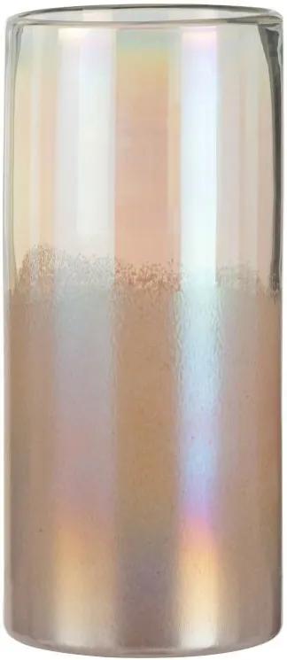 Růžová perleťová skleněná váza Pearl pink - Ø 14*31cm