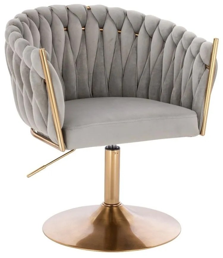 LuxuryForm DESIGN Otočná židle NORDEN VELUR na zlatém talíři - světle šedá