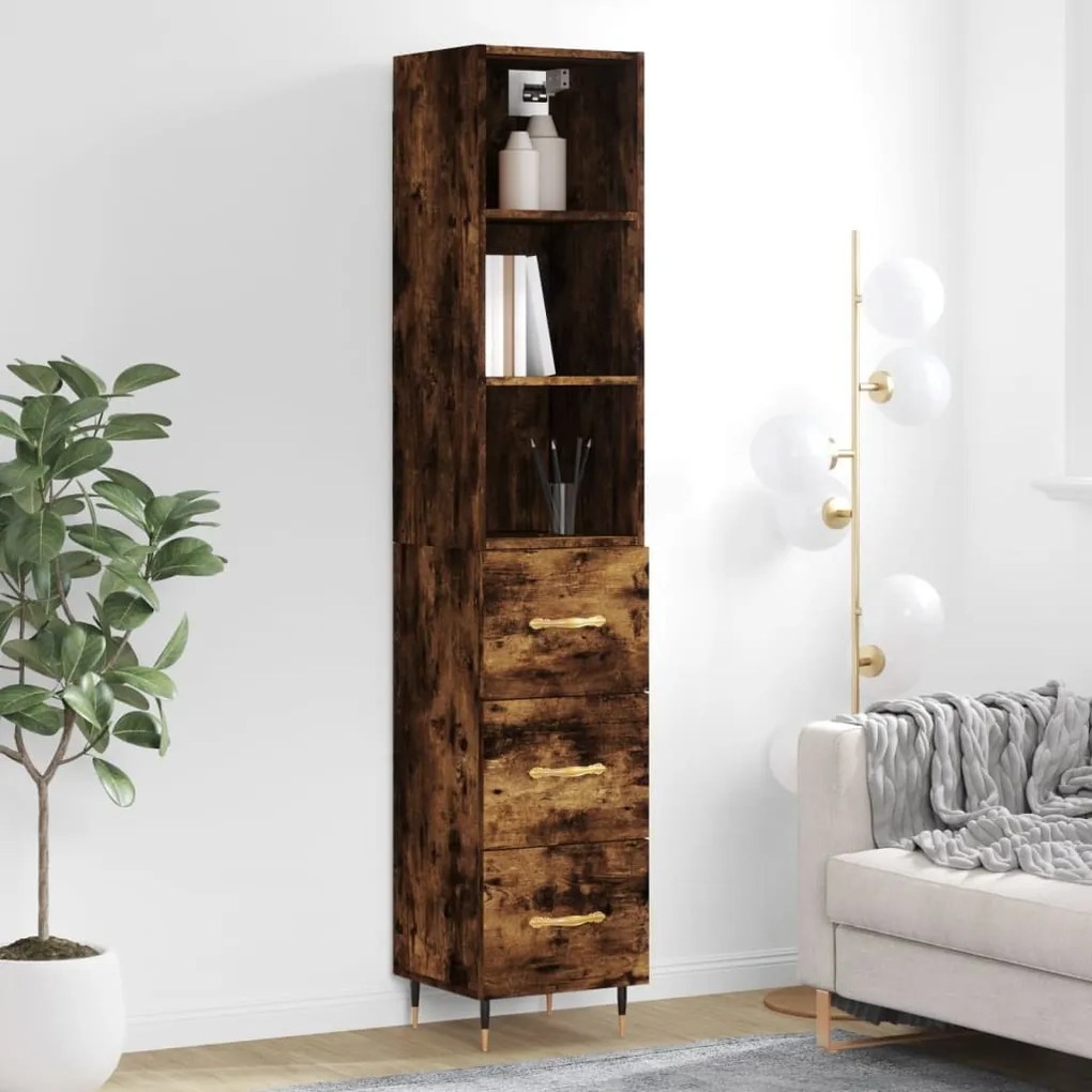 vidaXL Skříň highboard 34,5 x 34 x 180 cm kompozitní dřevo [3189679] Barva: Betonová šedá