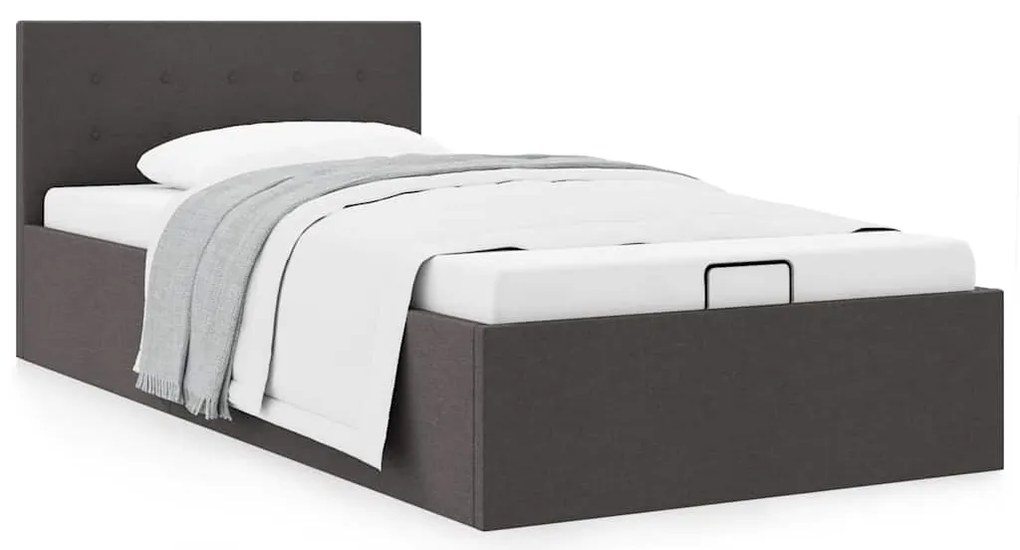 Rám postele s úložným prostorem tmavě šedý textil 100 x 200 cm 285571