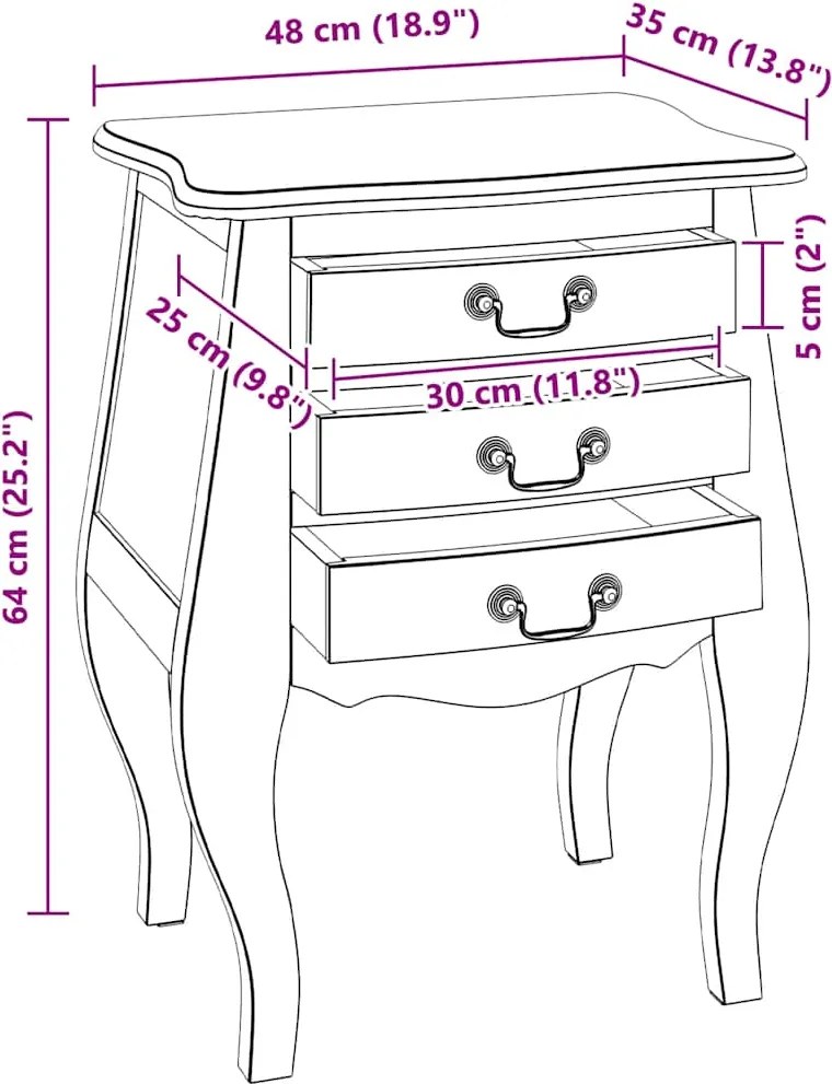 vidaXL Marketos Noční stolek masivní mahagonové dřevo 48 x 35 x 64 cm