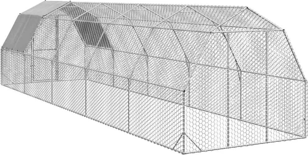 Výběh pro slepice se střechou 2,5x10x2,25 m pozinkovaná ocel 3328529