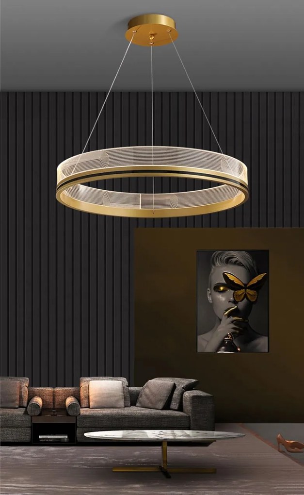 Toolight, LED závěsné svítidlo 60cm APP1190-CP, zlatá, OSW-40020