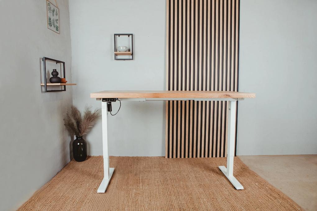 Wudboys Polohovatelný pracovní stůl WORKER Barva kovu: Bílá, Dřevo: Dub, Rozměr: 1600X600, moderní skandinávský styl