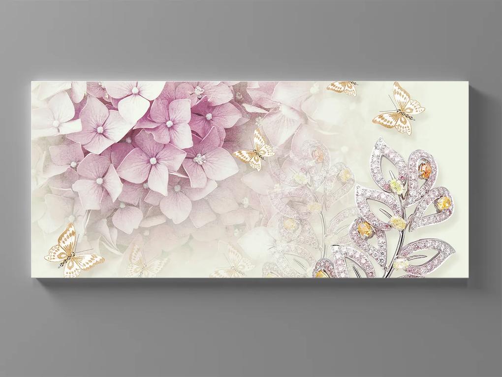 Liox Abstraktní obraz fialové květy Rozměr: 150 x 65 cm