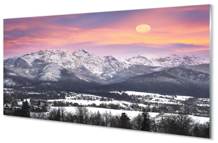 Obraz na skle horské zimní 100x50 cm