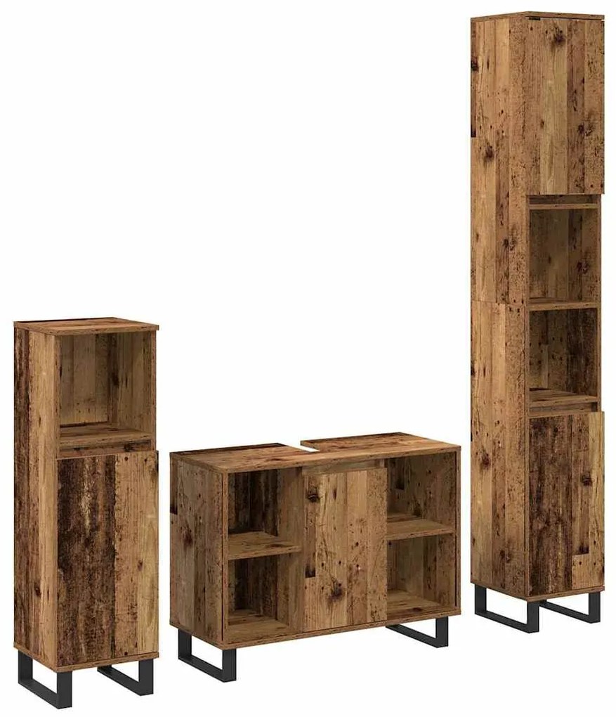 Sada koupelnového nábytku 3 ks Hnědá 30 x 30 x 180 cm 3378510