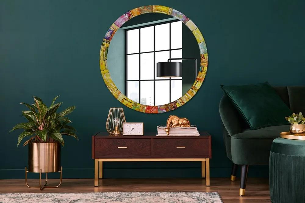 Kulaté zrcadlo s dekorem Barevné okno vitráže fi 100 cm