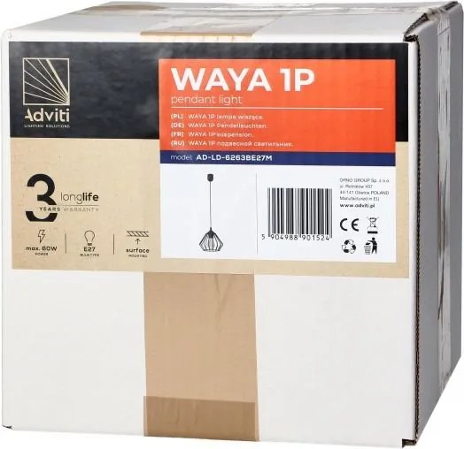 Stropní svítidlo Orno WAYA AD-LD-6263BE27M, E27, 60W, černá