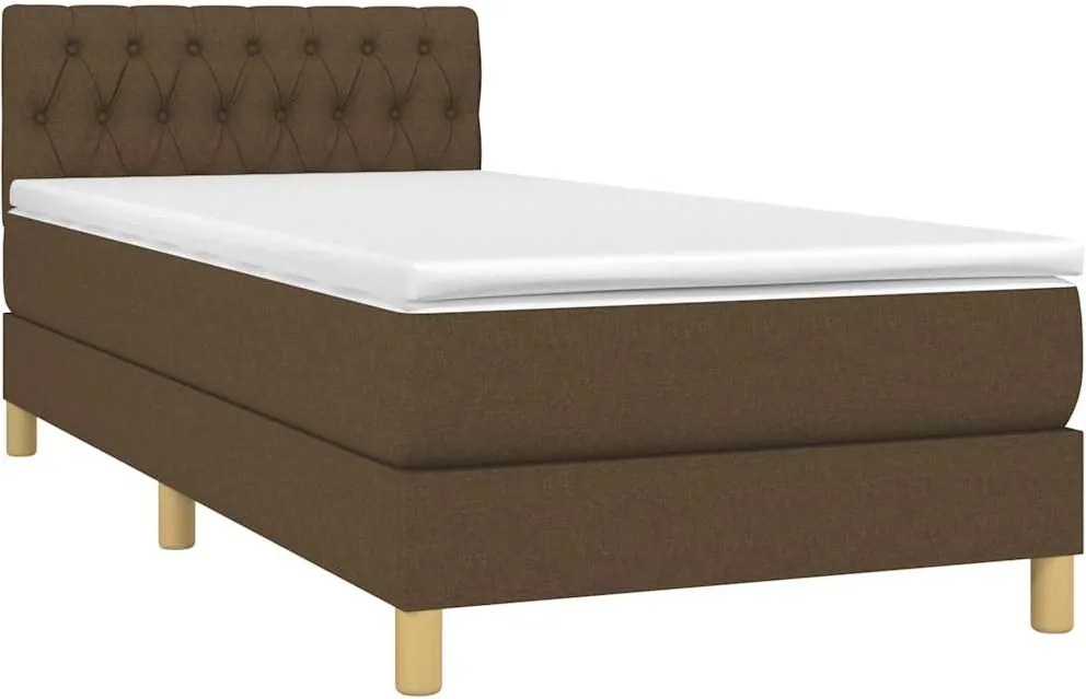 Box spring postel s matrací a LED tmavě hnědá 100x200 cm textil 3133936