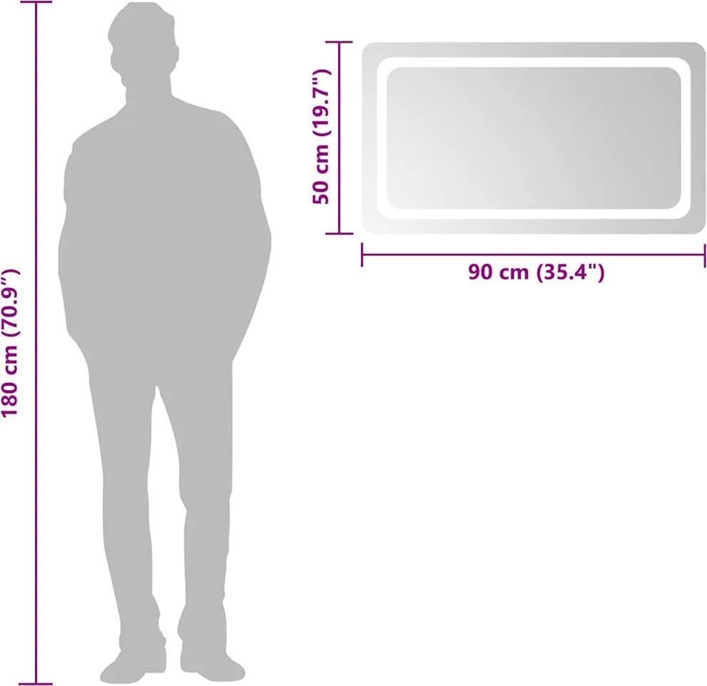 Koupelnové zrcadlo s LED osvětlením 90 x 50 cm 151789