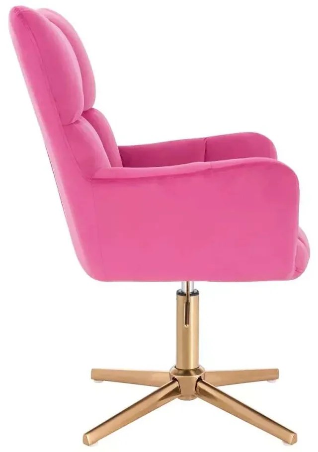 LuxuryForm DESIGN Otočné křeslo AURORA VELUR na zlatém kříži - tmavě růžové
