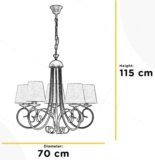 ONLI - Lustr na řetězu POMPEI 5xE14/6W/230V bronzová