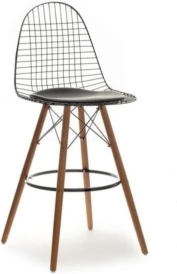 design4life Barová židle JARDIN černá/ořech-dřevo