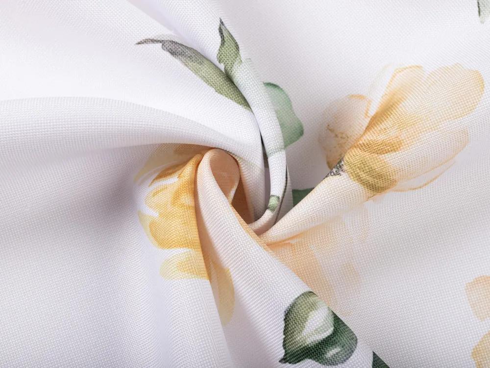 Biante Teflonový oválný ubrus TF-043 Žluté růže na bílém 100x140 cm