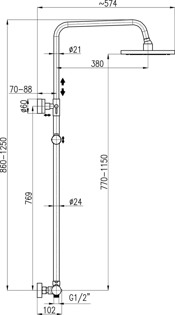 Slezák - RAV Sprchový komplet s termostatickou baterií TERMOSTATICKÁ - TRM82.5/5-61MGK, Metal Grey kartáčovaná