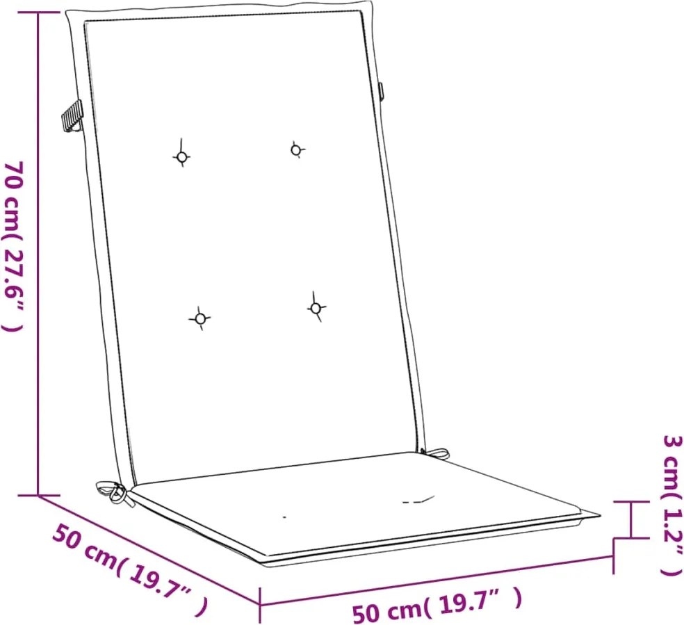 vidaXL Marketos Podušky na židli vysoké opěradlo 6 ks červené 120x50x3cm textil