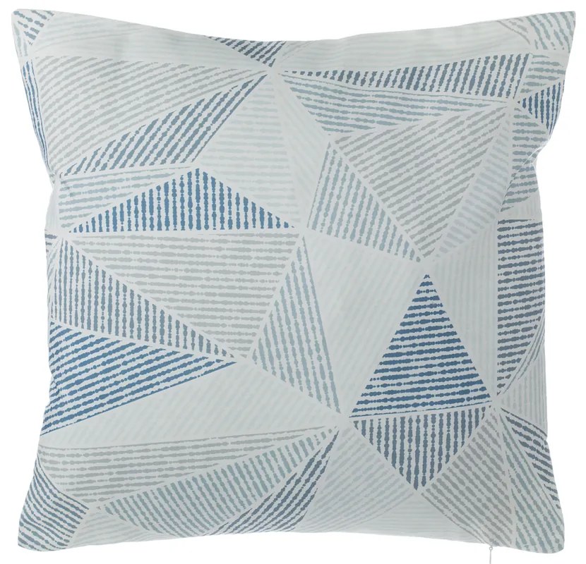 Dekorativní polštář s geometrickým vzorem trojúhelníků v modré a šedé barvě 45 x 45 cm BRUNNERA