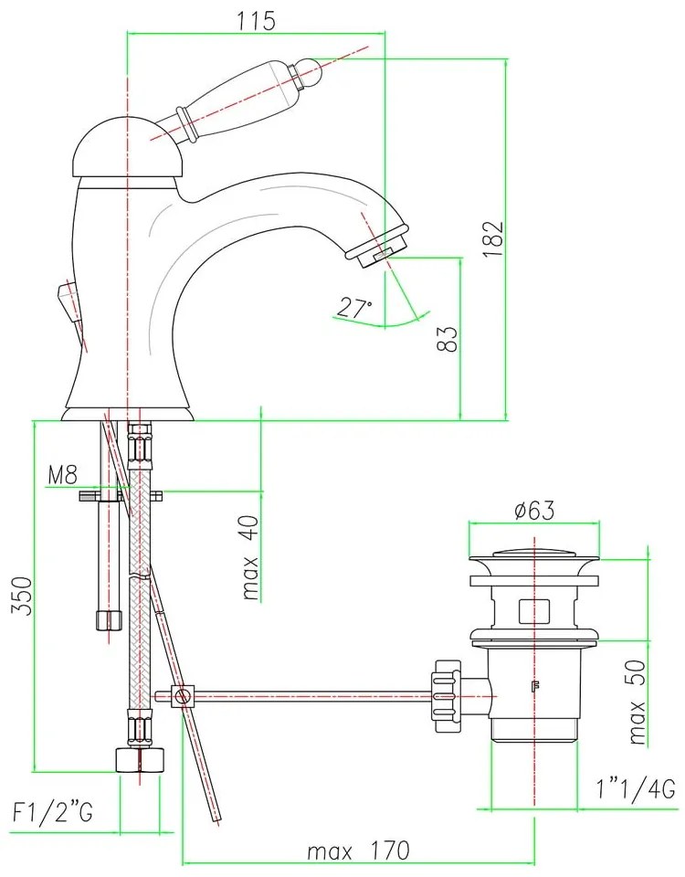 Stojánková umyvadlová baterie ve stříbrné barvě Kirké White – Sapho