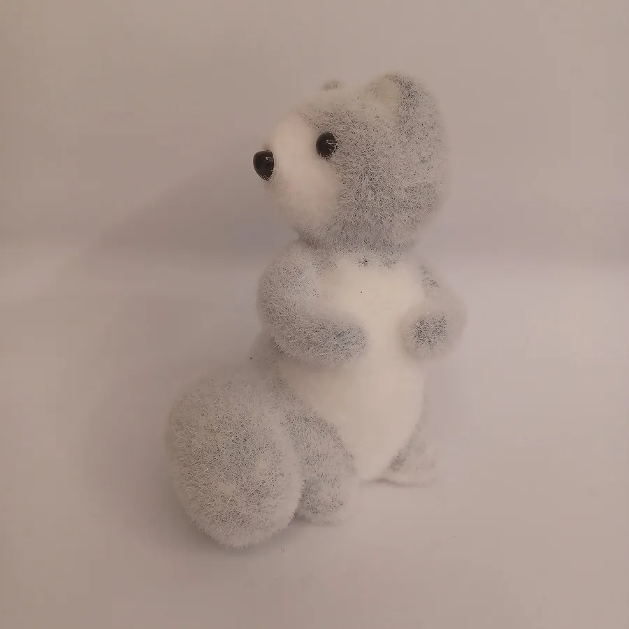 Dekorace plyšová liška 10 × 15,5 × 11 cm, Polystyren, šedá