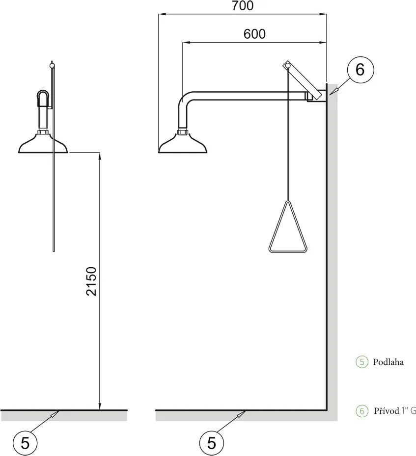 VMBal Tělní bezpečnostní sprcha - nástěnná nerezová