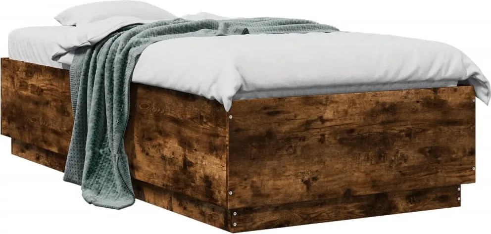 Rám postele s LED osvětlením kouřový dub 75 x 190 cm kompozit 3209671