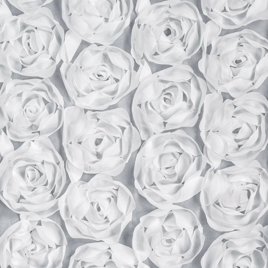 ZÁCLONA NA KROUŽCÍCH EVA MINGE ROSES6 140X250 CM BÍLÁ