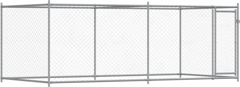 Klec pro psy s dvířky šedá 4 x 2 x 1,5 m pozinkovaná ocel 3209578