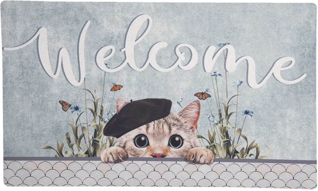 Podlahová rohožka s roztomilou kočkou Welcome - 74*44*1 cm