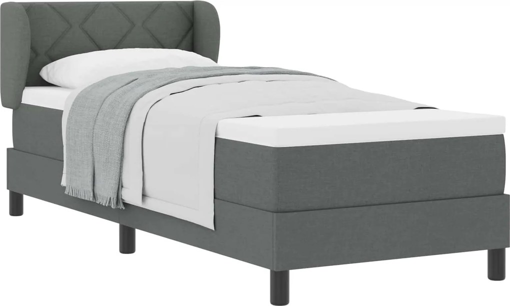 Postel s boxspringem s čelo Tmavě šedá 80 x 200 cm textil 3340053